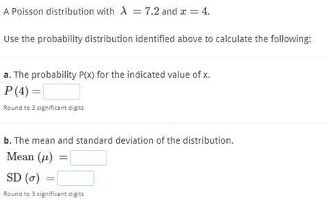 Solved A Poisson distribution with λ and x Use the Chegg com