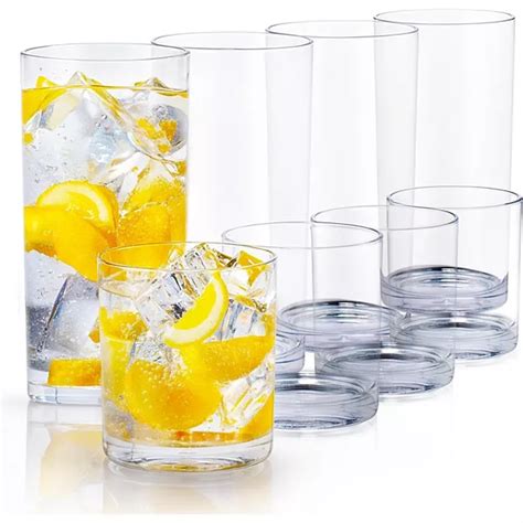 Zulay Kitchen Acrylic Glasses Drinkware 8 Piece Unbreakable Plastic