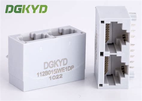 1x2 Ganged Dual Port Ethernet Rj45 Pcb Connector Magnetic Jack For Communication