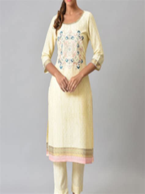 Buy Aurelia Women Yellow Ethnic Motifs Printed Kurta Kurtas For Women