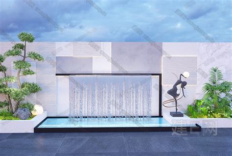 现代庭院景墙围墙模型SU模型下载 ID 101667042 建e网su模型