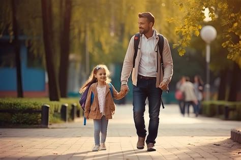 Premium Ai Image Father Takes Daughter To School Beloved Daddy And