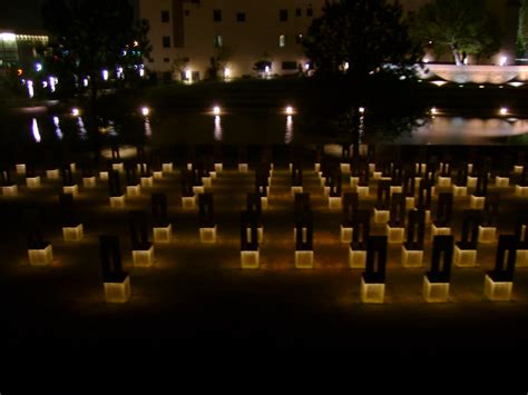 Okc Memorial Empty Chairs Lit At Night Symbolizing Those T Flickr