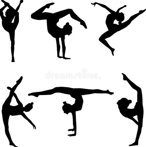Rhythmic Gymnasts Six Silhouettes Of Gymnasts The Shadows Of The