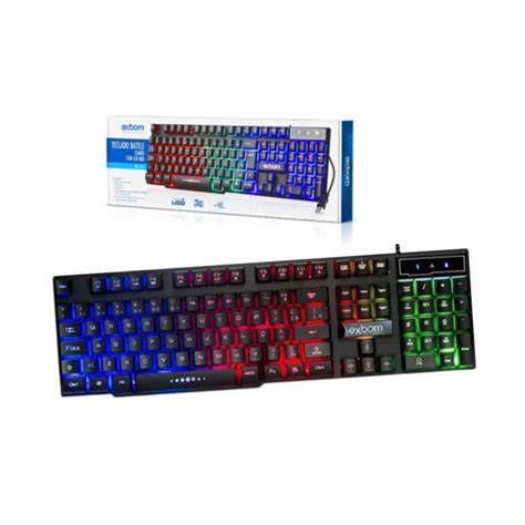 Teclado Semi Mecânico Gamer Multimídia Iluminação RGB ABNT2 USB