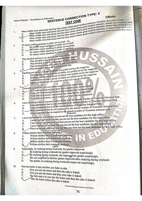 Solution Ecat Mcat Verbal Workbook Sentences Correction Type Ii Test