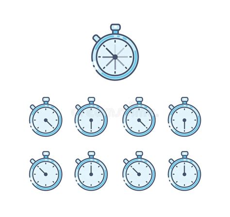Stopwatch Icon Set In Flat Style Timer Stock Vector Illustration Of