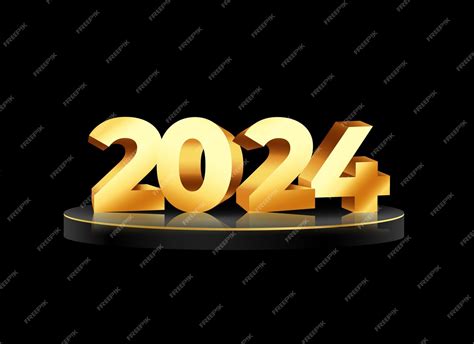 3d 스타일 2024 금색 글자 포디움 스탠드 어두운 배경 ⁇ 터 무료 벡터