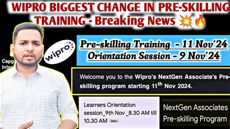 Wipro Pre Skilling Training Latest Update Orientation Sessions