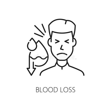 Blood Loss Anemia Symptom Line Icon Hematology Stock Vector