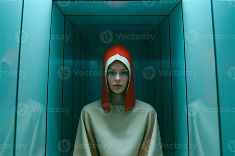 Female Model Posing In Futuristic Minimalistic Otherwordly Achitecture