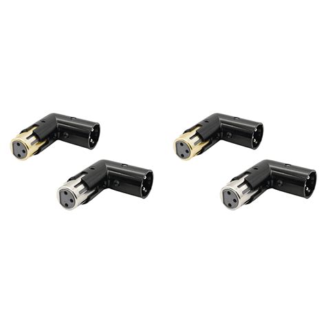4pcs Audio Adapter Plug 3pin Xlr Angle Adapter Adjustable Male To