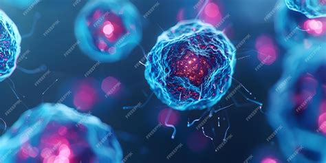 An Abstract View Of Cells Dividing During Mitosis Under A Microscope