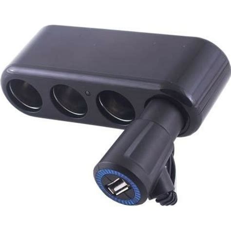 Разветвитель прикуривателя Skyway 4 гнезда Usb черный предохранитель
