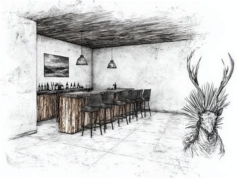 Interior Sketch A Stylish Representation Of An Interior Space Emphasizing Its Design And