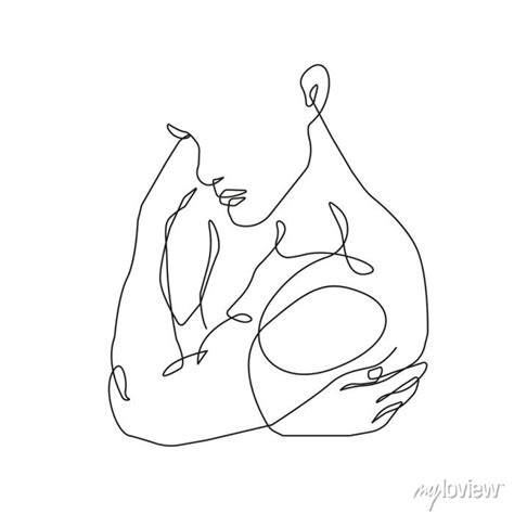 Continuous One Line Drawing Of Naked Male Figure Man Body Nude