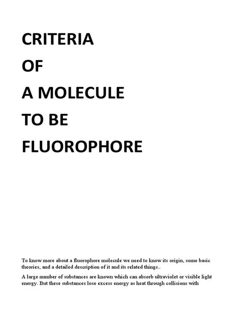 Fluorophore Pdf Fluorophore Fluorescence