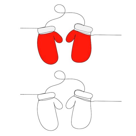 Premium Vector Isolated One Line Drawing Of Red Mittens
