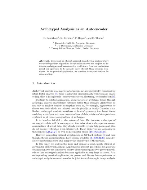 Pdf Archetypal Analysis As An Autoencoder