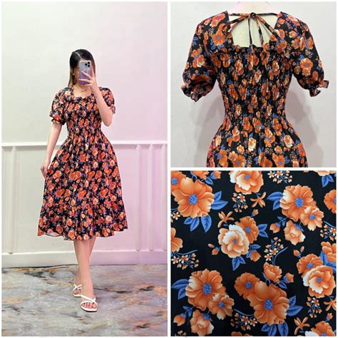 Jual Rd Fashion Smocked Dress Gaun Musim Panas Kasual Baru Lengan