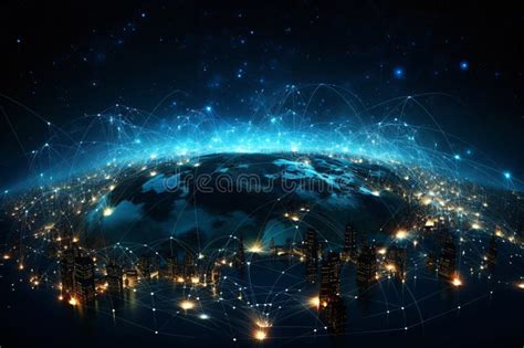 The Future Of Communication A Cityscape At Night Stock Illustration Illustration Of Cityscape