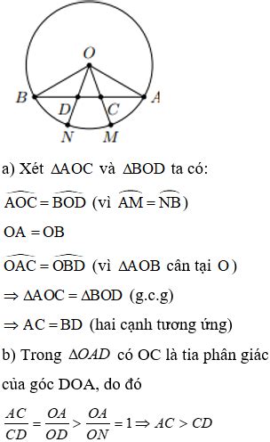 Cho đường tròn O và dây AB Lấy hai điểm M và N nằm trên cung nhỏ AB