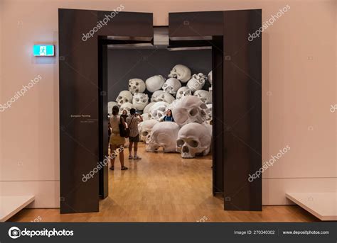 Installation Art Consisting Of Giant Skulls By Ron Mueck At The NGV