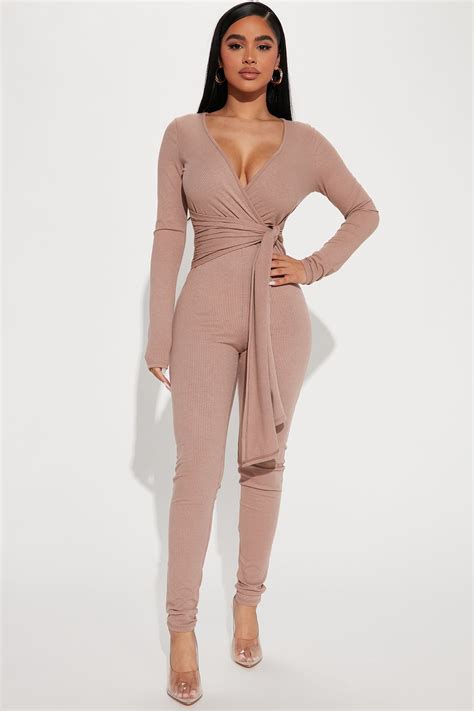 Hayden Heavy Rib Jumpsuit Mocha Fashion Nova