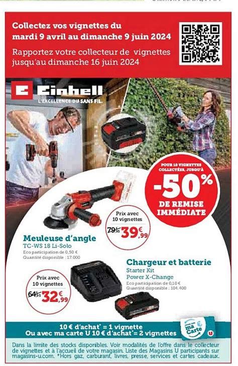 Promo Meuleuse Dangle Einhell Chargeur Et Batterie Einhell Chez Super U Icataloguefr