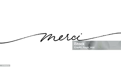 프랑스어 잉크 브러시 스타일 벡터 레터링에 감사드립니다 메르시 문구 는 Swooshes와 손으로 쓴 벡터 서예 감사합니다에 대한 스톡 벡터 아트 및 기타 이미지 Istock