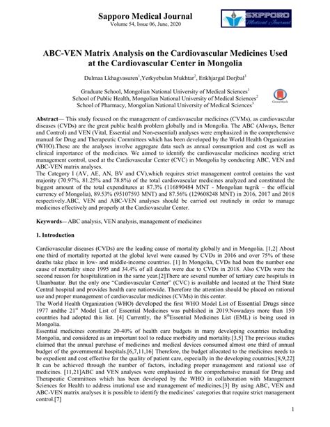 Pdf Abc Ven Matrix Analysis On The Cardiovascular Medicines Used At