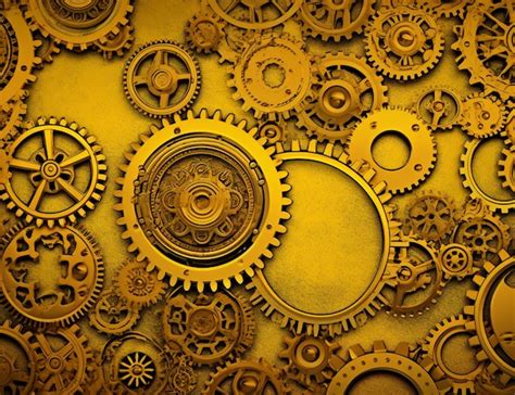 Premium Photo Gears And Cogs Are Arranged In A Pattern On A Yellow Background Generative Ai
