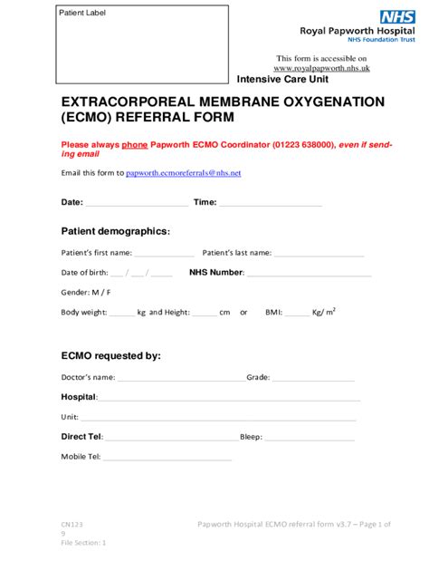 Fillable Online Ecmo Referral Form V3 7 Pdf Fax Email Print Pdffiller