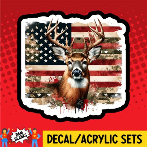 Deer And Flag Decal And Acrylic Shape Da02402 Bam Blanks And More