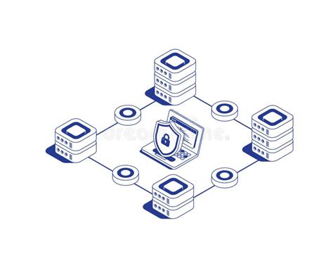 Secure Data Center Concept With 4 Server Racks Connected By Data Flows