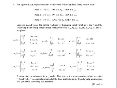 Solved 4 For A Given Fuzzy Logic Controller We Have The