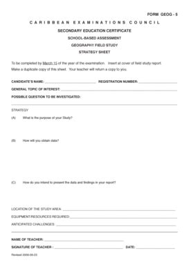 Fillable Online Cxc Form Geog 5 Caribbeanexaminations Council