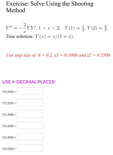 Exercise Solve Using The Shooting Method Chegg Com