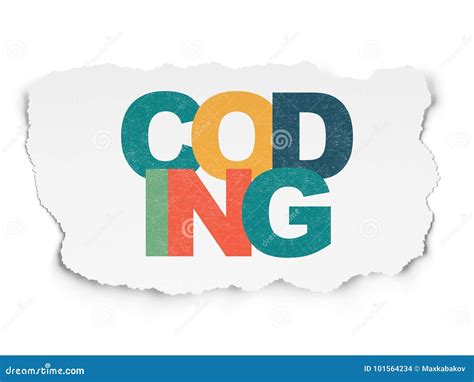 Database Concept Coding On Torn Paper Background Stock Illustration