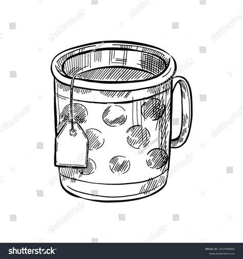 Cup Tea Bag Line Art Vector Stock Illustration Shutterstock