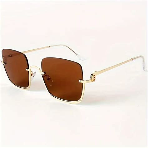 Semi Rimless Sunglasses Women Retro Tinted Lens Fashion Anti Temu