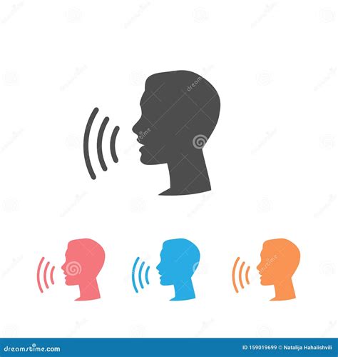 Voice Control Icon Set Speak Or Talk Recognition Linear Icon Speaking