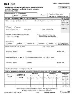 Fillable Online Servicecanada Gc Application For Canada Pension Plan