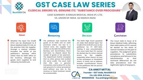 Clerical Errors Vs Genuine Itc Substance Over Procedure