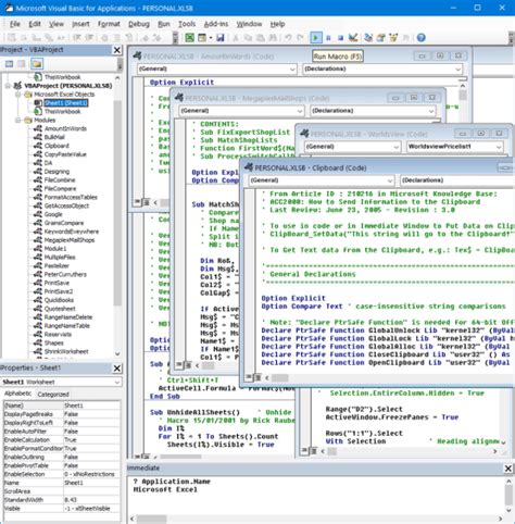 Details Of The Excel Visual Basic Editor Excel For Engineers