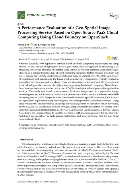 pdf a performance evaluation of a geo spatial image processing