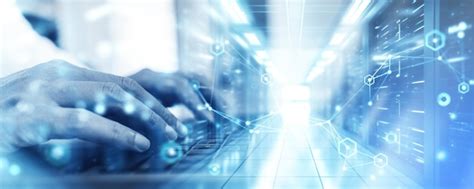 Premium Ai Image Man Hands Fingers Typing In Keyboard Data Center Server Room Super Computers