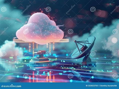 On An Abstract Tech Background A Cloud Computing Concept Is Shown Stock Image Image Of