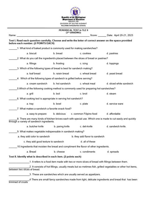 Grade 9 3rd Grading 2023 Tle Pdf