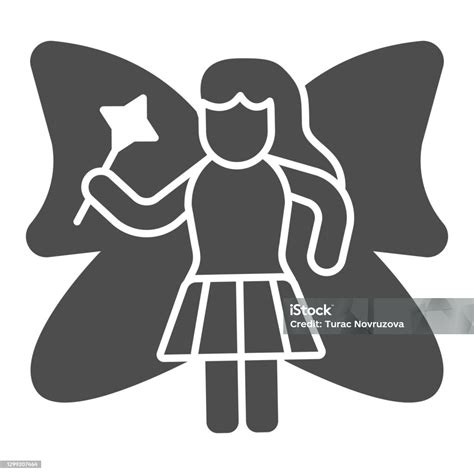 나비 날개 단단한 아이콘 동화 개념 마법의 실루엣흰색 배경에 서명 날개와 아름다운 소녀와 요정 마법사 글리프 스타일의 아이콘 벡터 그래픽 0명에 대한 스톡 벡터 아트 및